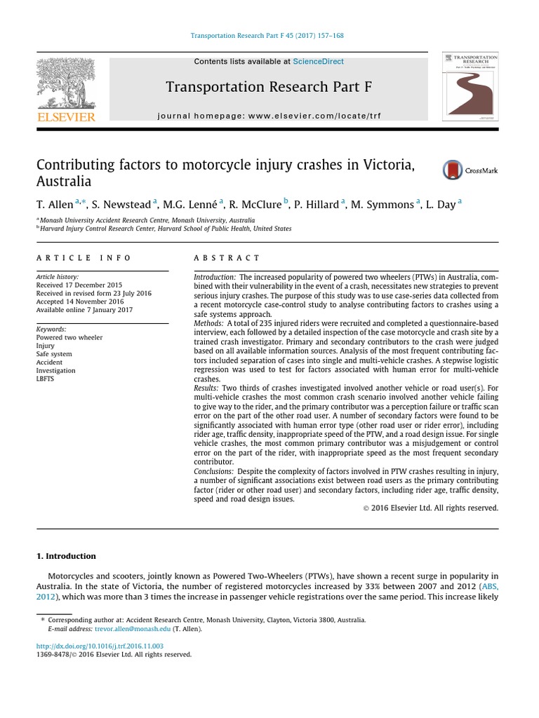 Contributing Factors To Motorcycle Crashes - Australia | PDF | Traffic ...