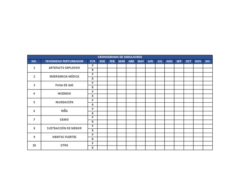 Cronograma de Simulacros Anual | PDF