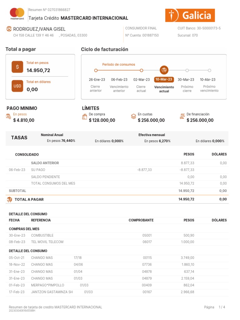 Resumen MASTERCARD | PDF | Tarjeta de crédito | Interés