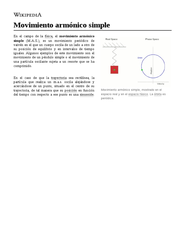 Movimiento Armónico Simple Pdf Oscilación Mecanica Clasica
