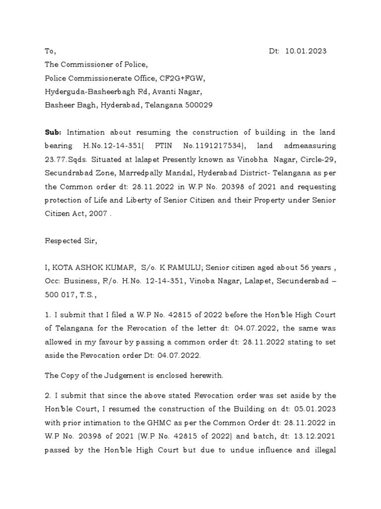 Vamshi, Commisoner ACP DCP Letter | PDF | Criminal Law | Law Enforcement