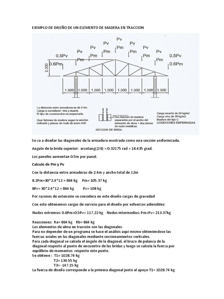 DAM Ejemplo de Diseño en Traccion Madera v4 | PDF | Braguero | Esfuerzo cortante