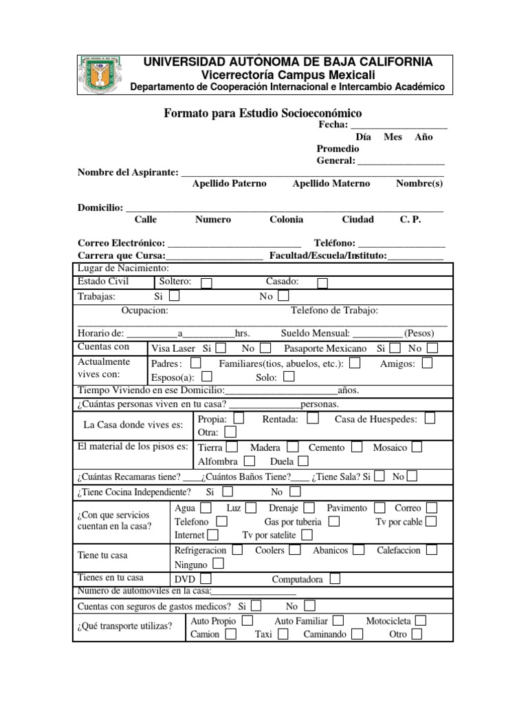 Formato de Estudio Socioeconomico | PDF