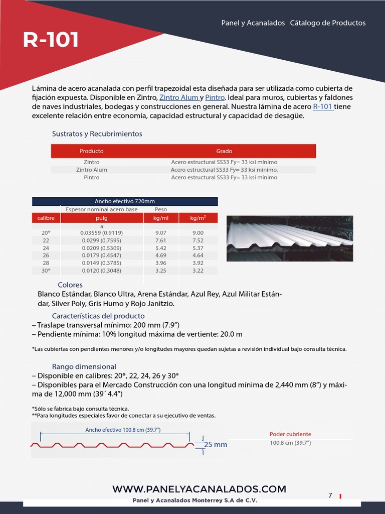 Lamina R 101 Panel y Acanalados | PDF | Tecnología