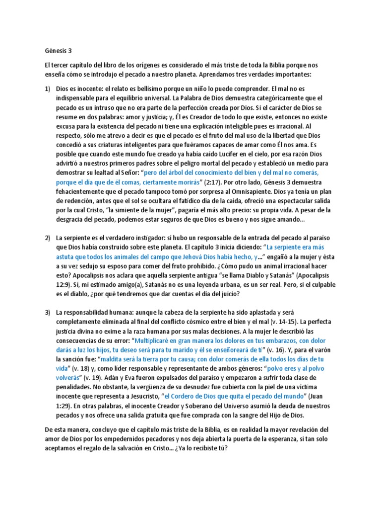 Génesis 3 | PDF | Satán | Pecado