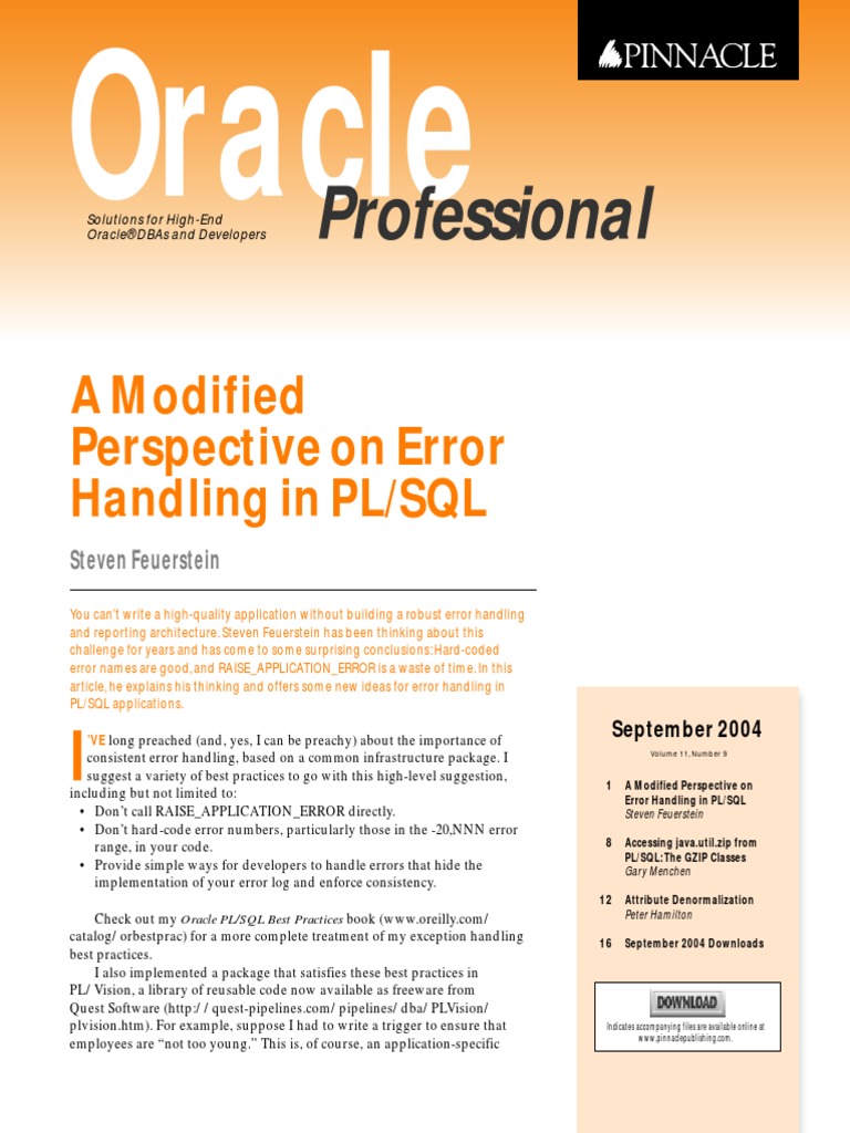 OracleProf - 2004 - 09 | PDF | Pl/Sql | Sql OracleProf - 2004 - 09 | PDF | Pl/Sql | Sql