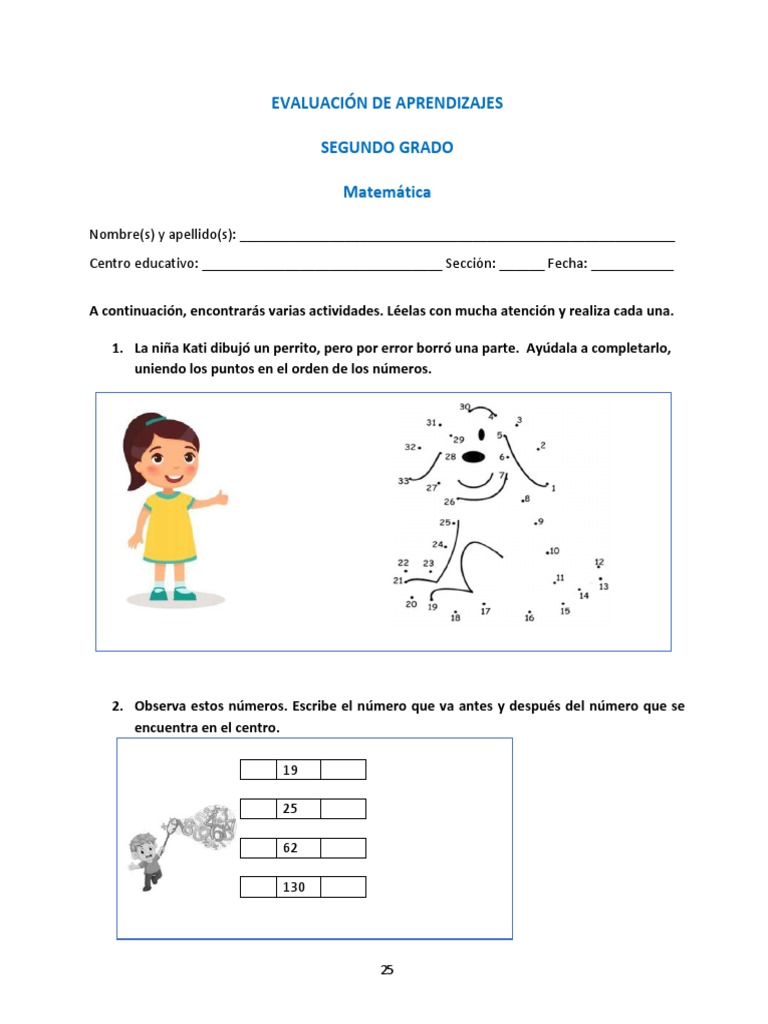 Orientaciones Evaluación Diagnóstica SEGUNDO GRADO MATEMATICA | PDF