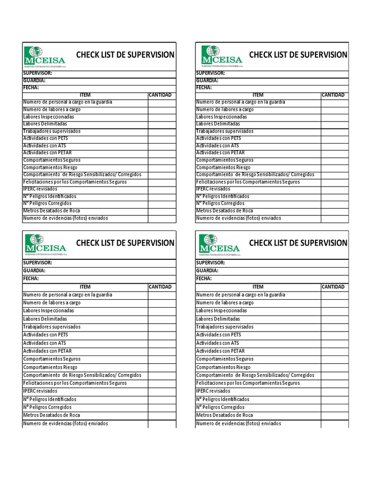 Check List de Supervision | PDF