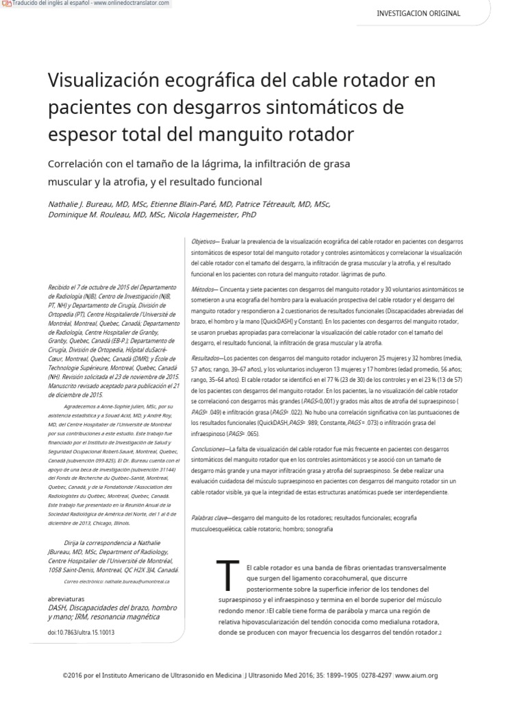 Intervalo Rotador Traducido | PDF | Hombro | Ultrasonido médico