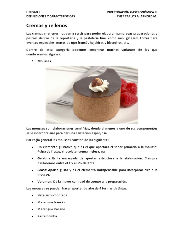 Rellenos y Cremas | PDF | Crema | Postres