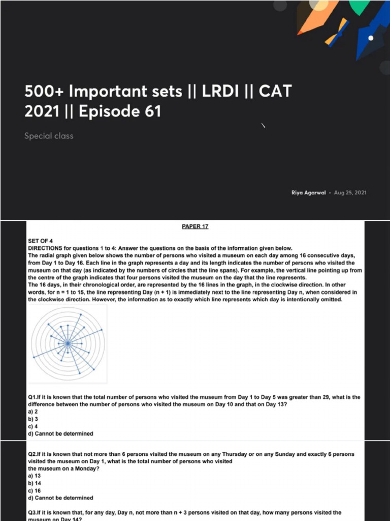 500 Important Sets LRDI CAT 2021 Episode 61 With Anno | PDF