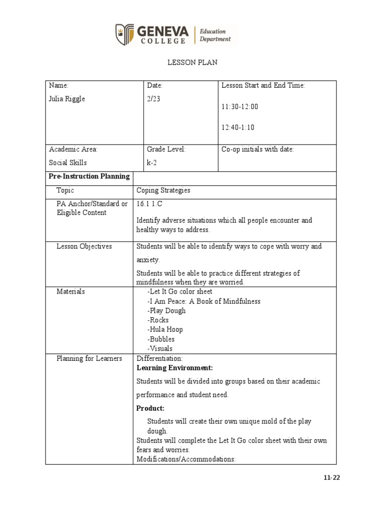 Geneva Lesson Plan Template | Download Free PDF | Lesson Plan ...