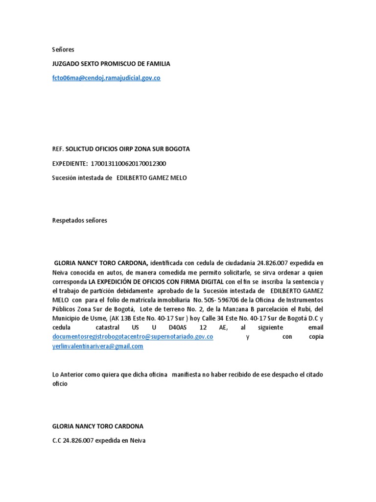 Solicitud Oficios | PDF