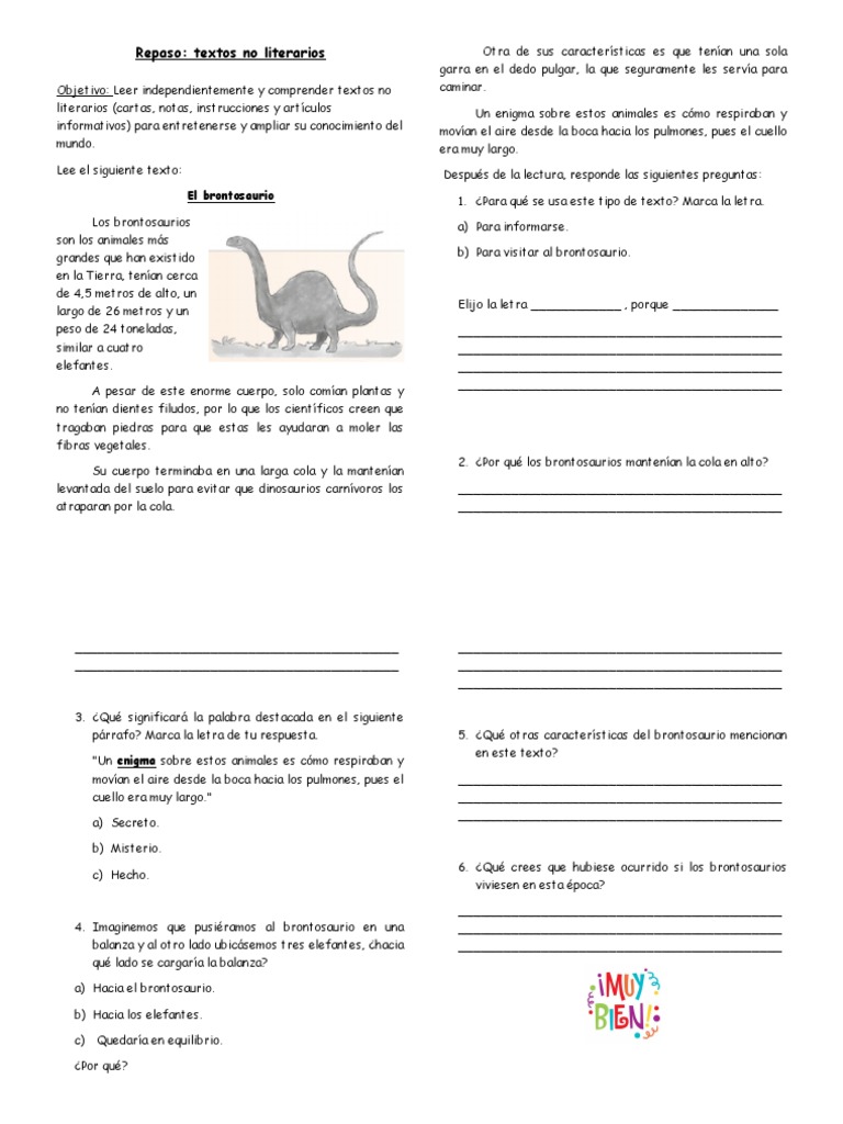 Características del brontosaurio y su hábitat | PDF | Estudios de ...