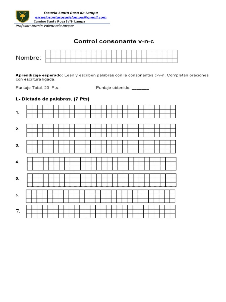 Control Letras V-N-C | PDF