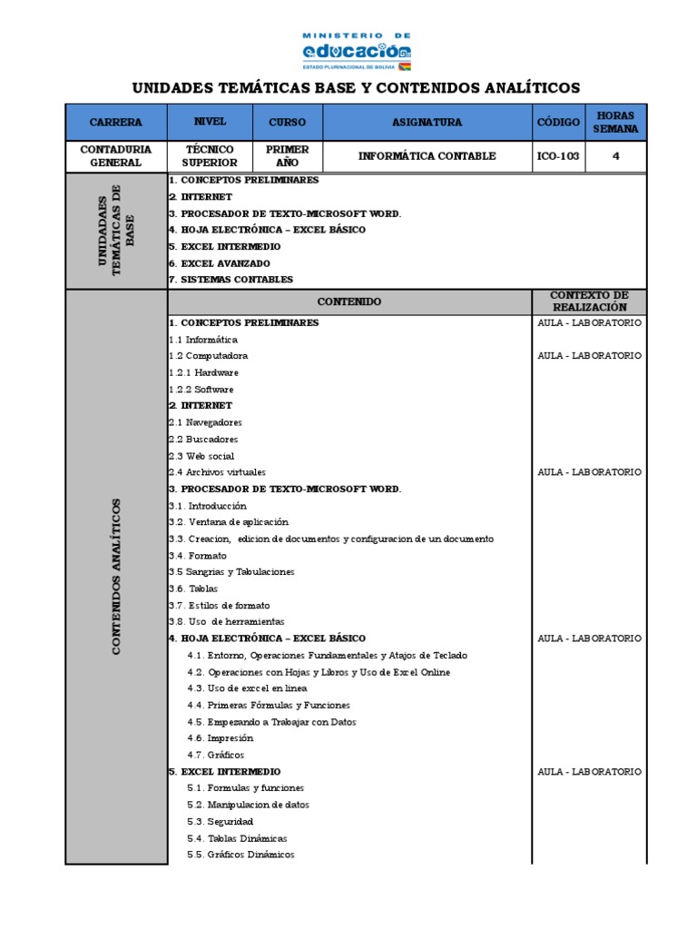 Contenido - Informatica Contable PDF | PDF | Microsoft Excel | Informática