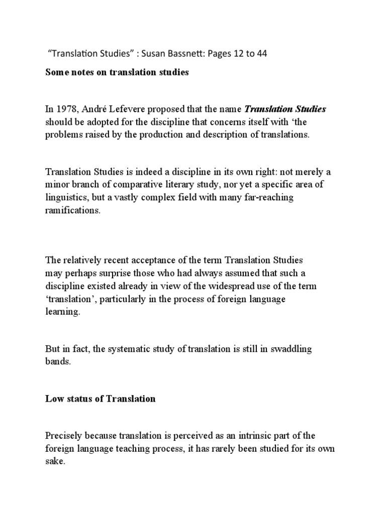 Susan Bassnett Pages 12 to 44 | PDF | Translations | Linguistics