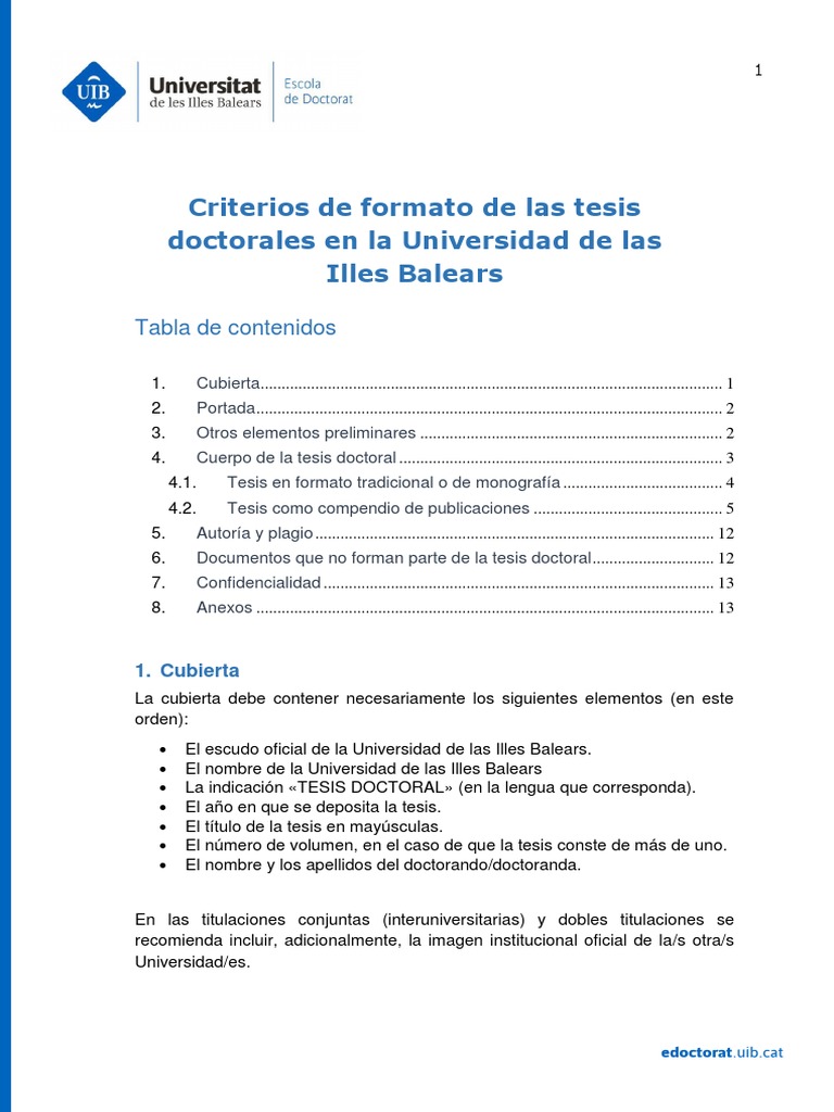 Criterios Formato Tesis Doctoral Es | PDF | Diario académico ...
