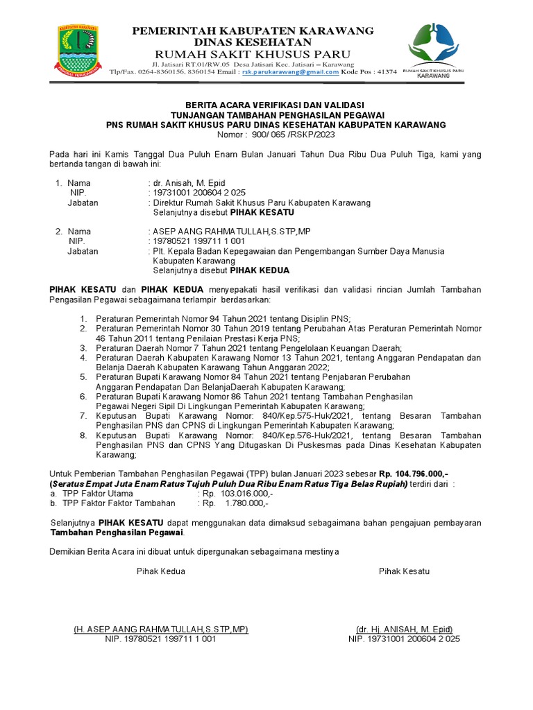 065 BA TPP RSKP Januari 2023 PDF | PDF