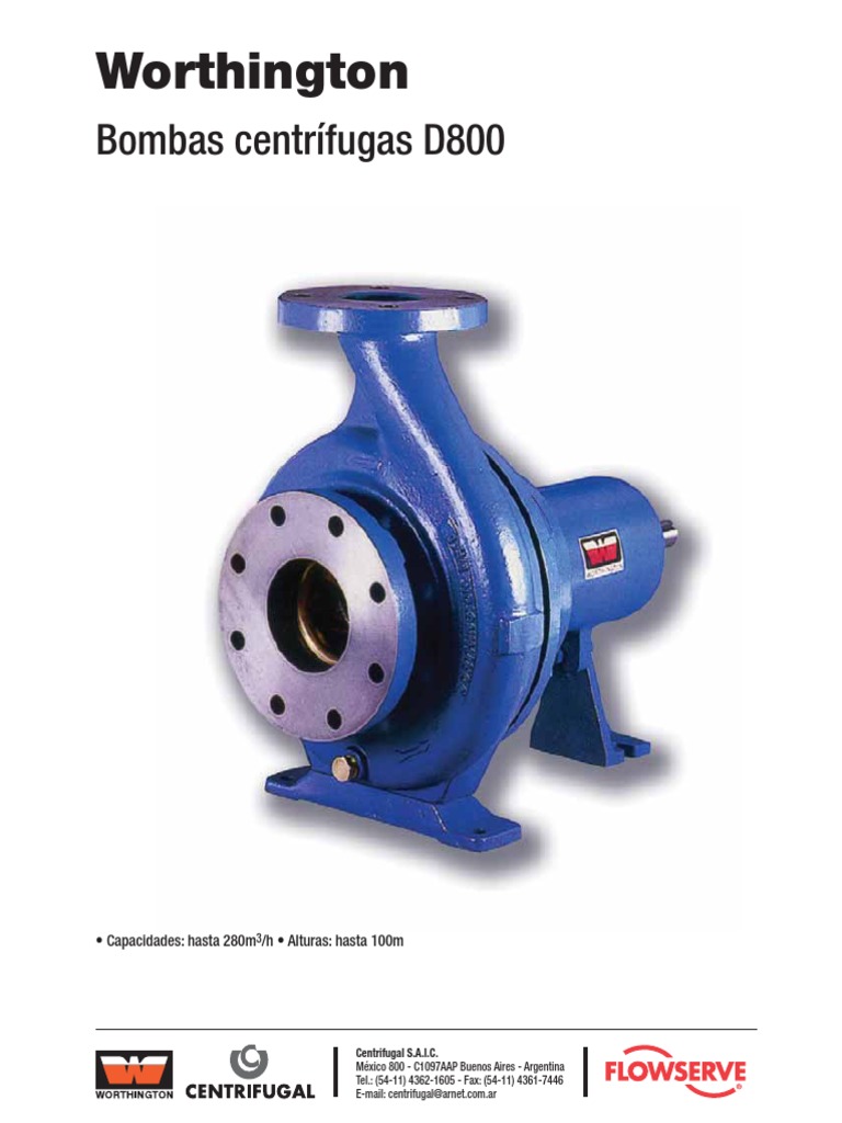 Worthington: Bombas Centrífugas D800 | PDF | Acero | Bomba