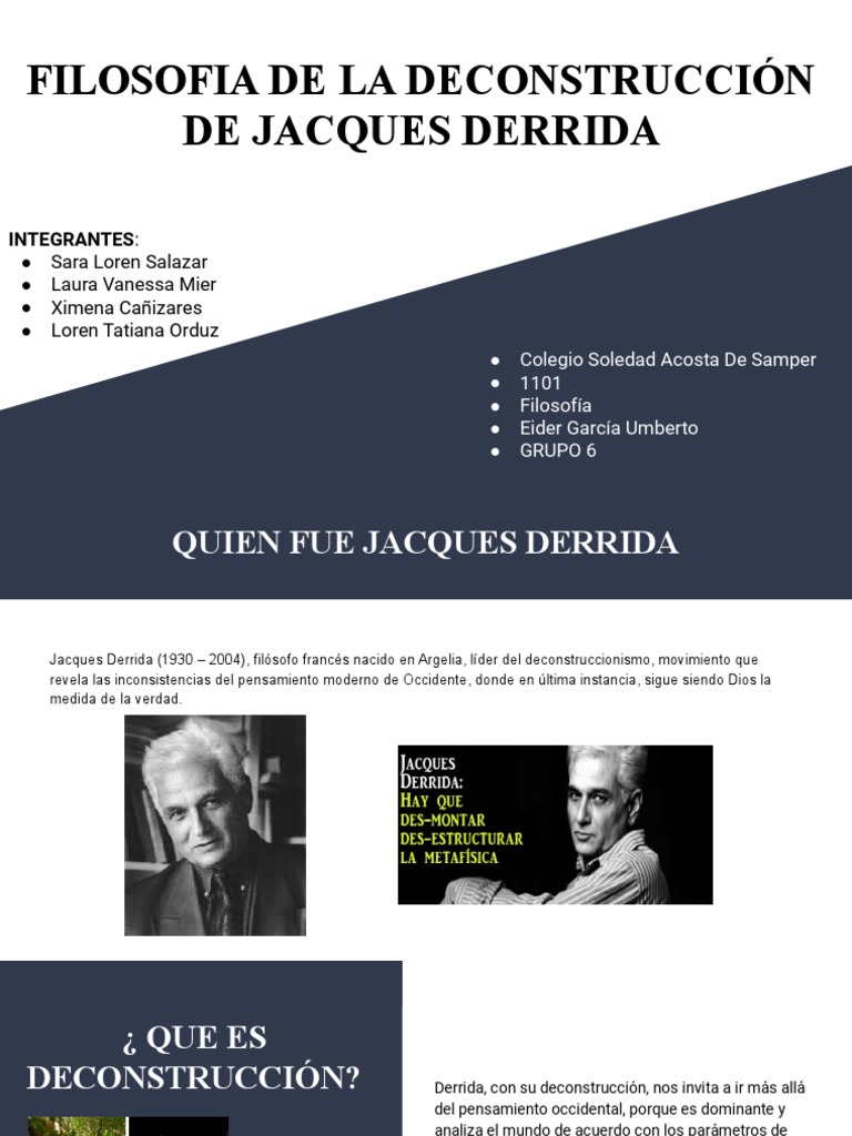 Exposicion Filosofia | PDF | Deconstruccion | Jacques Derrida