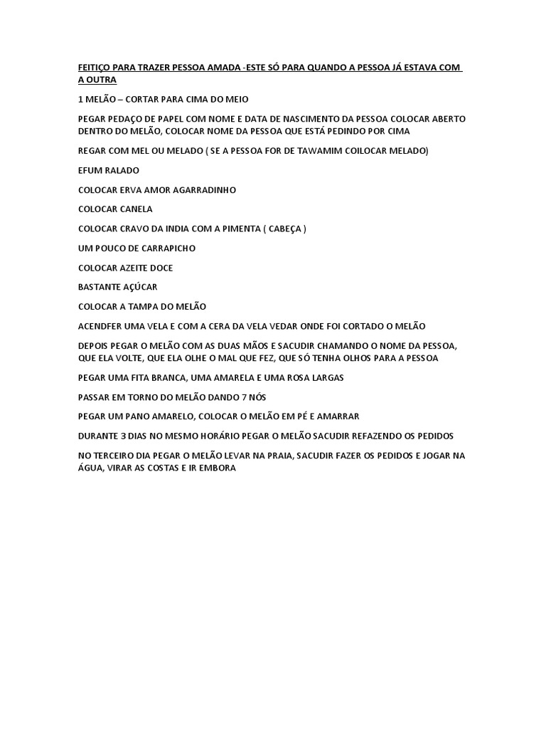 Feitiço Para Trazer Pessoa Amada Pdf