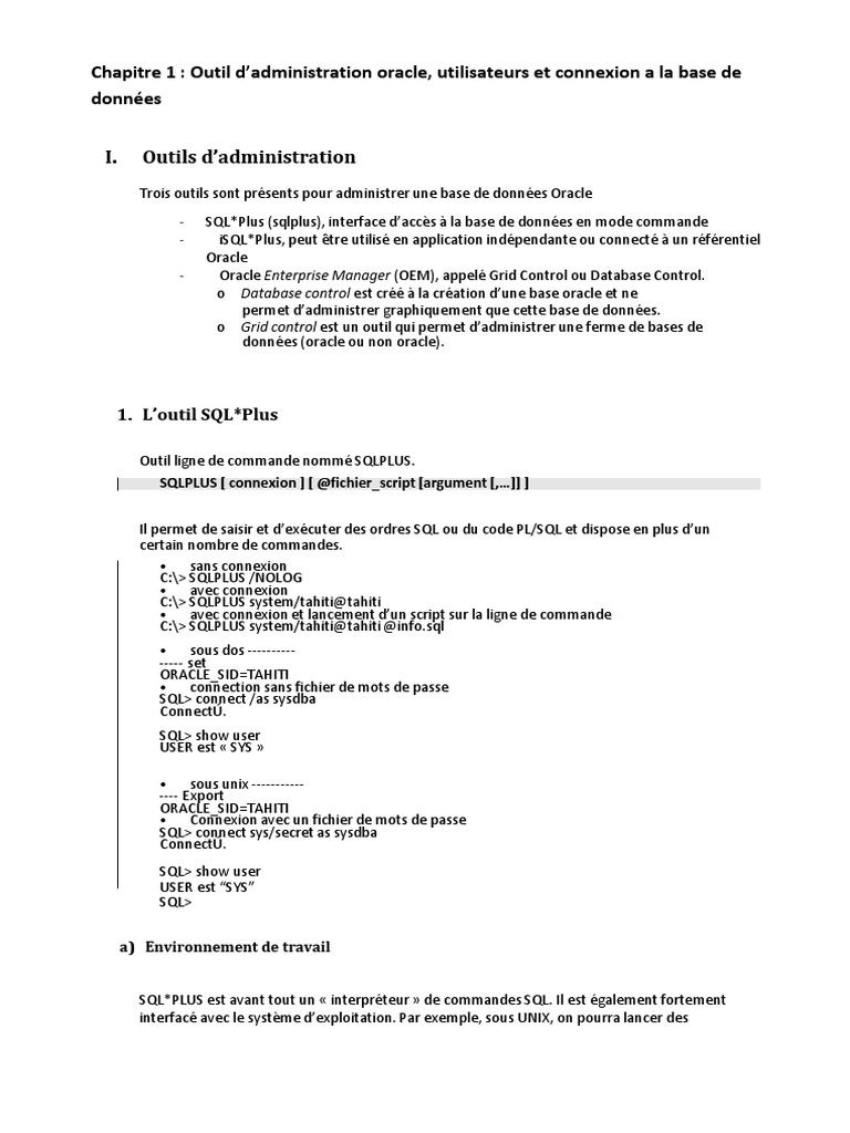 Chap1 Chap2 | PDF | Base de données Oracle | Bases de données