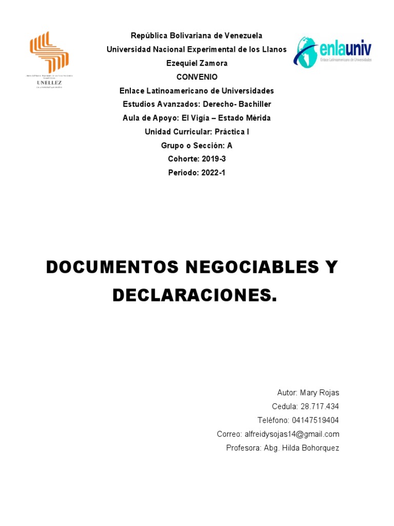 Practica I Documentos Negociables | PDF | Cheque | Pagaré