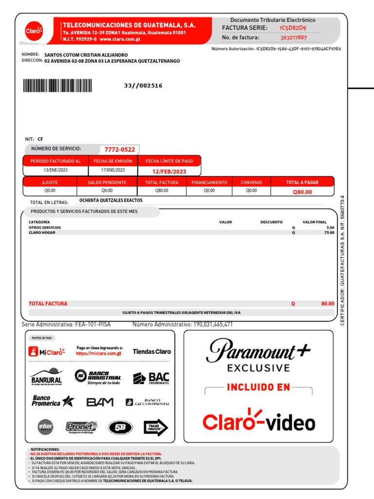 Factura 001706129 0077720522 1 Pdf Pdf Factura Documentos