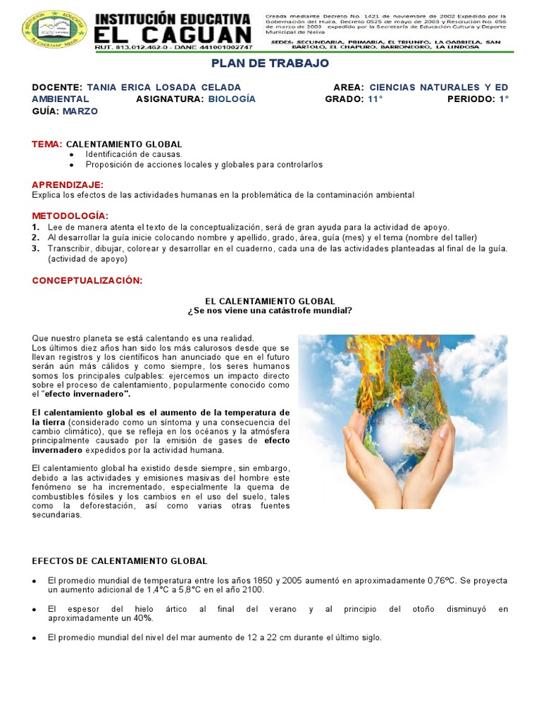 Guía 2 - CALENTAMIENTO GLOBAL | PDF | Gases de efecto invernadero ...