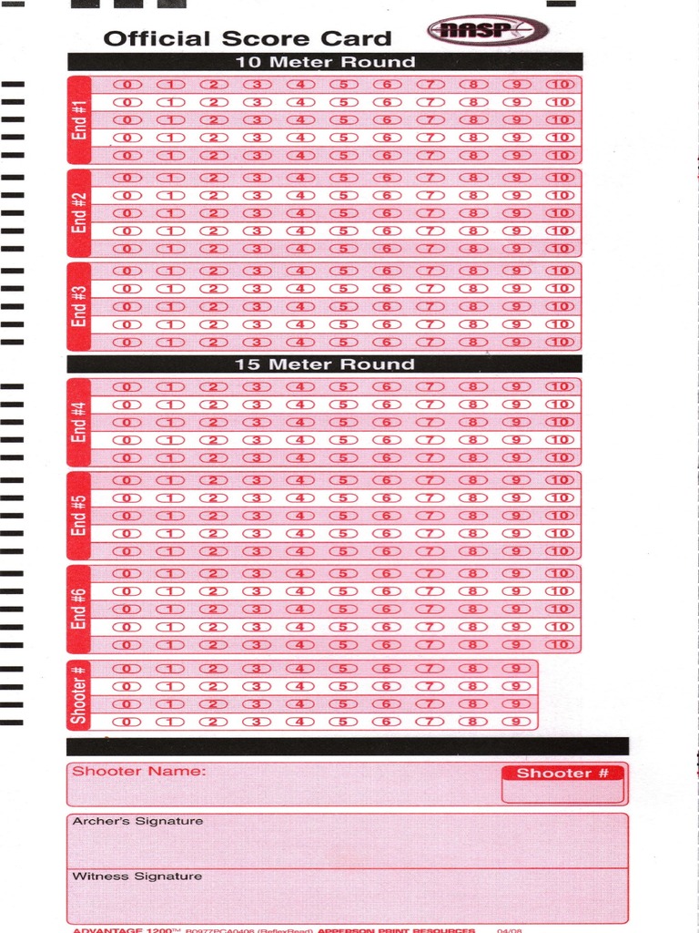 Official Score Card Practice Type PDF | PDF