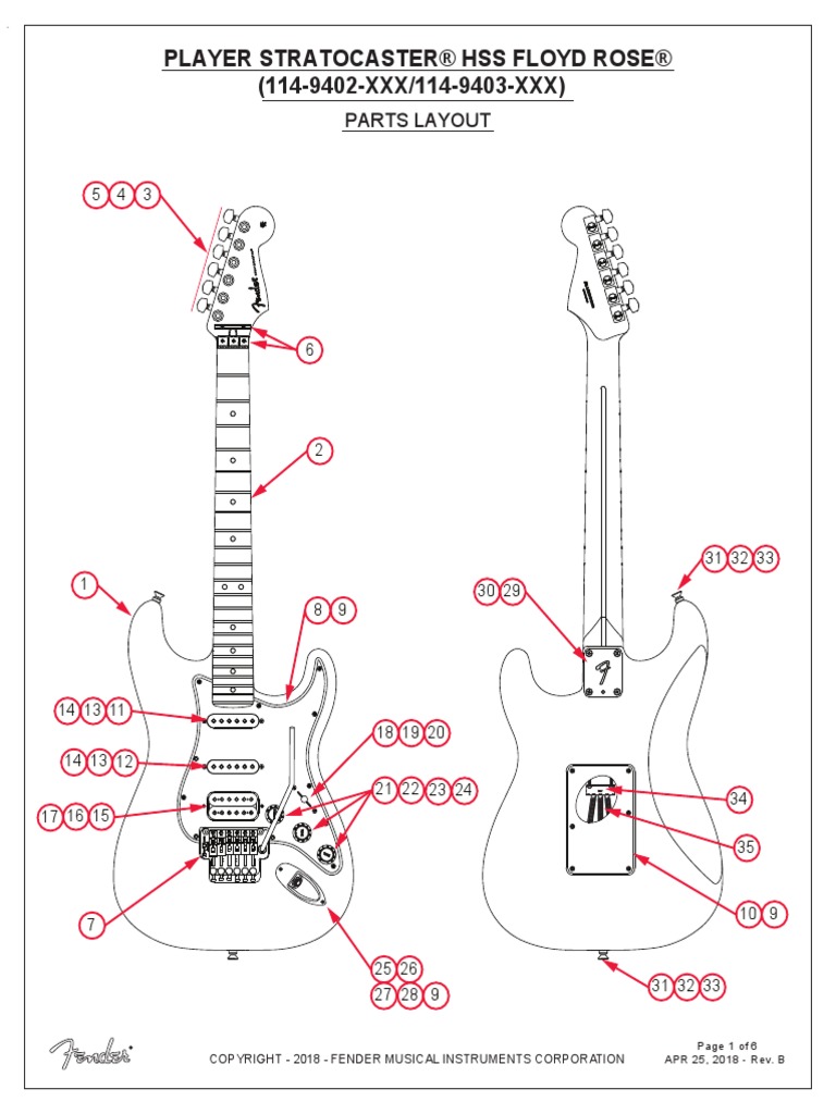 SM 114940XXXX Player Strat HSS FR Rev A | PDF | Guitars | Guitar Family ...