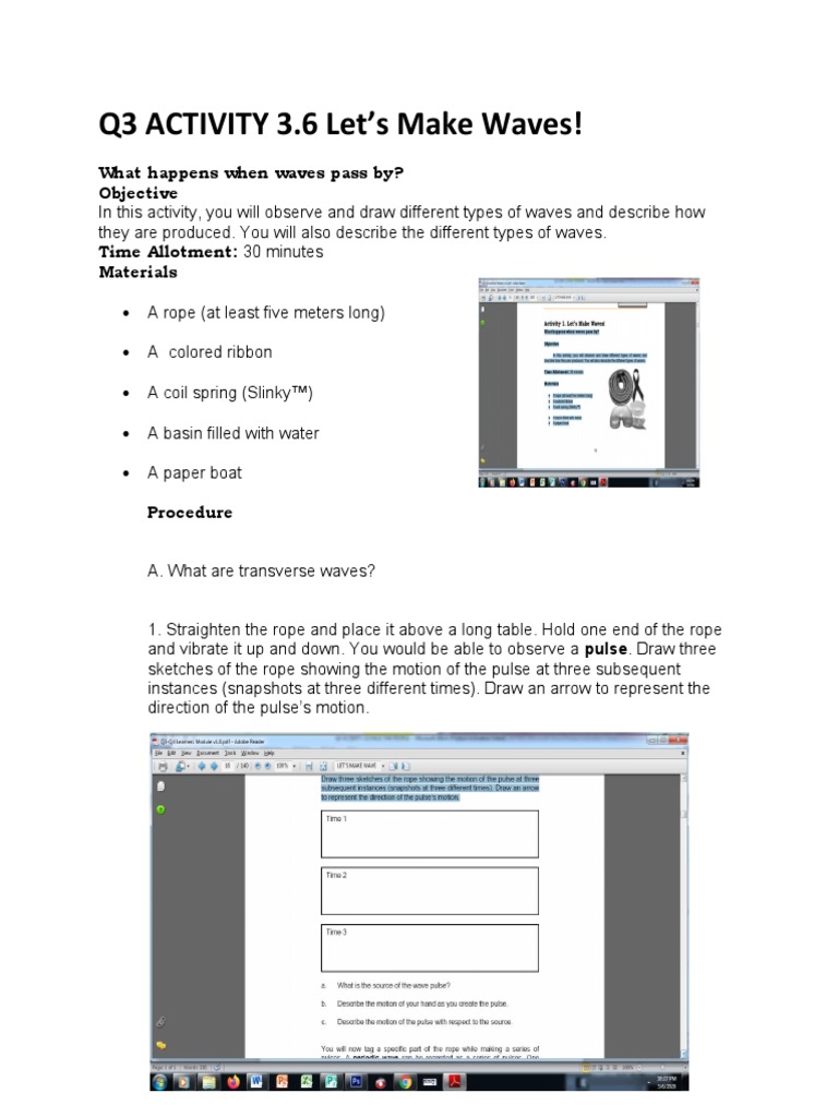 Q3 ACTIVITY 3.6 Let's Make Waves! | PDF | Waves | Water
