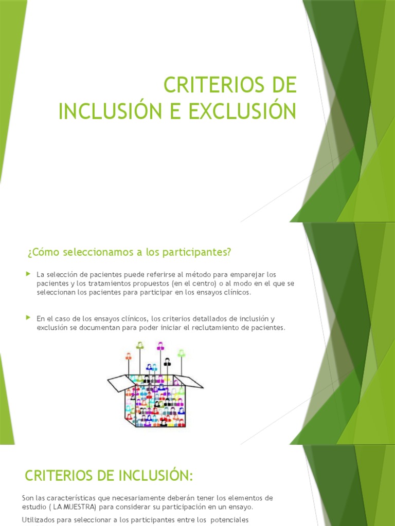 Criterios de Inclusión e Exclusión | PDF | Ensayo clínico | Enfermedades y trastornos