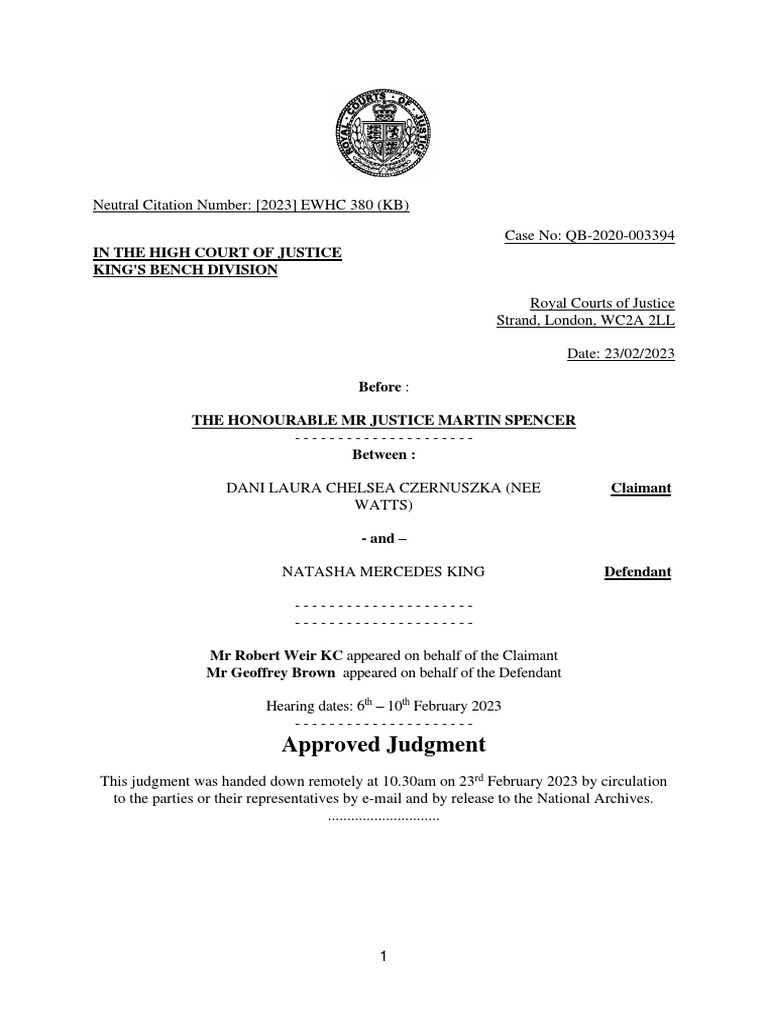 Watts V King Judgment | PDF | Football Codes | Rugby Union