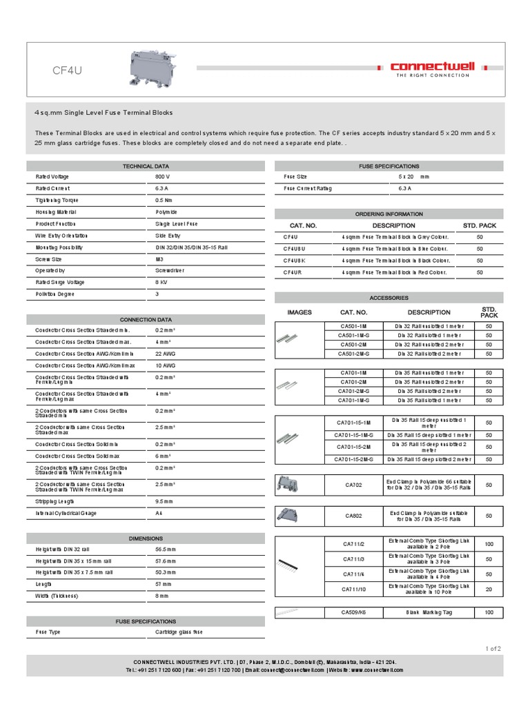 CF4U | PDF | Fuse (Electrical) | Manufactured Goods