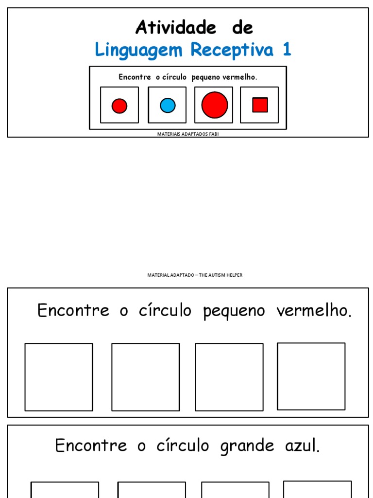 Atividade Linguagem Receptiva - 1 | PDF
