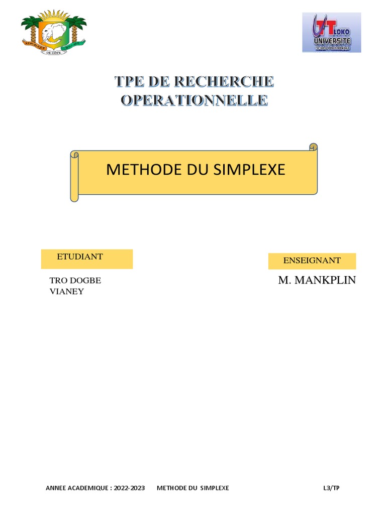 SIMPLEXE | PDF | Optimisation mathématique | Inégalité (mathématiques)
