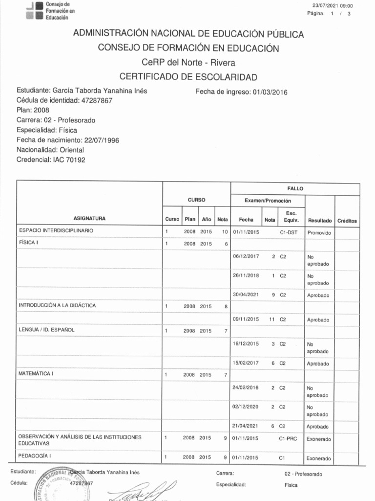 Escolaridad Yanahina23072021 PDF | PDF