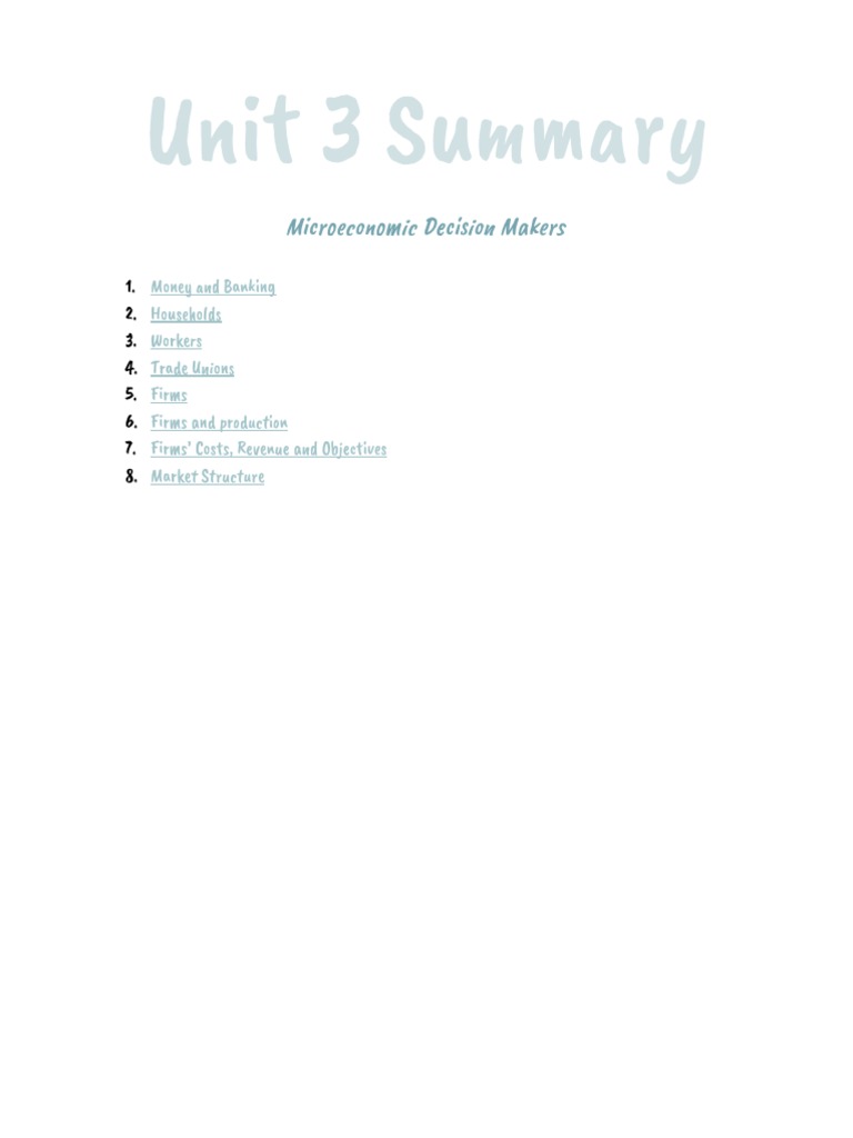 Economics Unit 3 Summary | PDF | Money | Monopoly