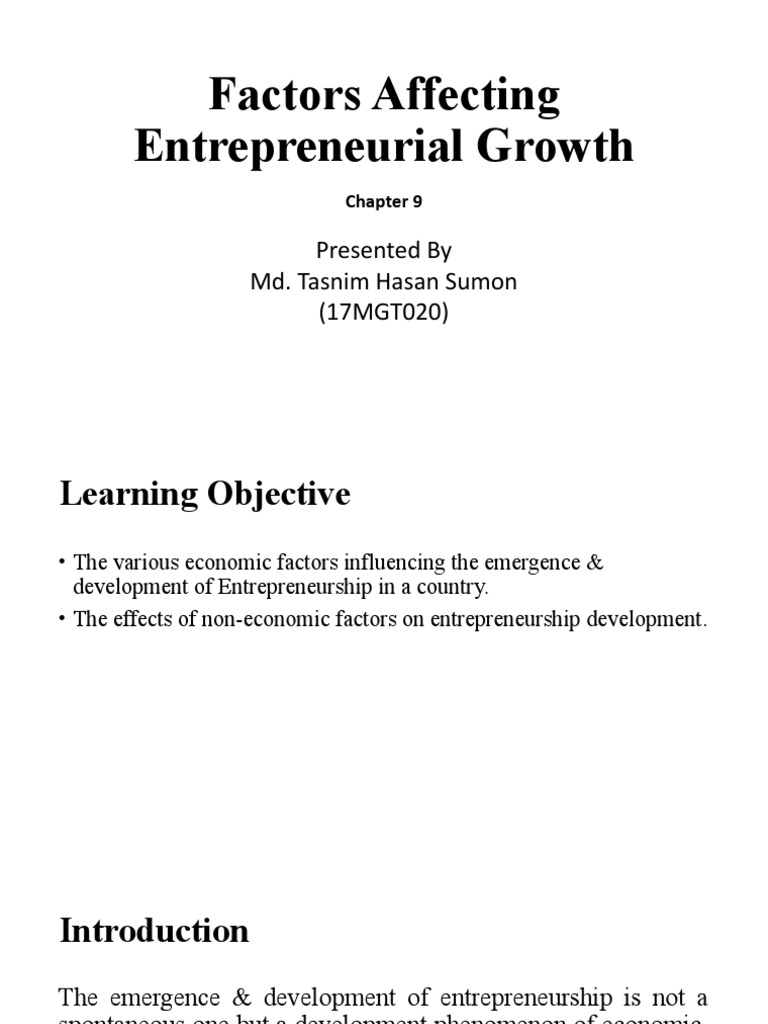 Factors Affecting Entrepreneurial Growth-1 | PDF | Entrepreneurship ...