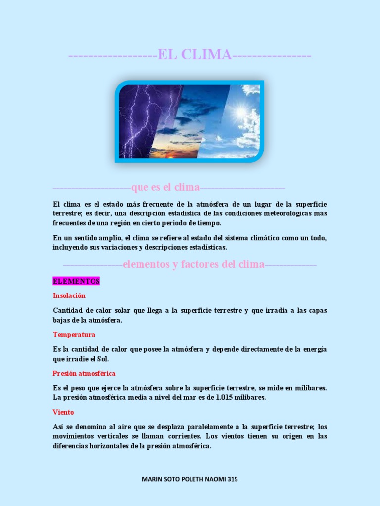 Definición y Elementos del Clima | PDF | Clima | Atmósfera