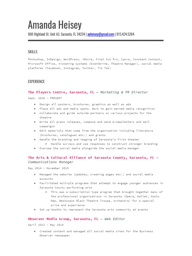 Amanda Heisey Resume | PDF | Social Media | Popular Culture & Media Studies
