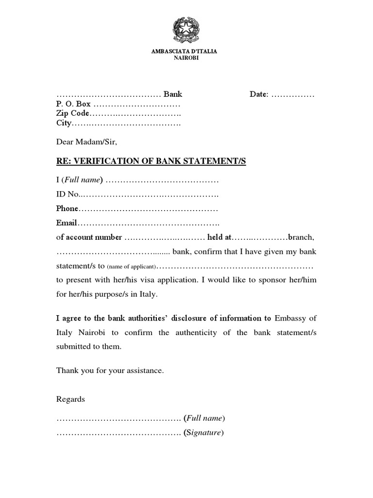Bank Verification Letter From Sponsor General | PDF