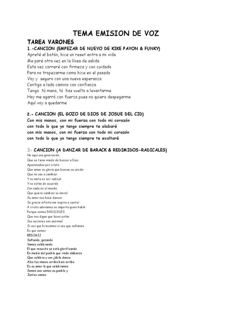Letras Del Tema Emision de Voz | PDF