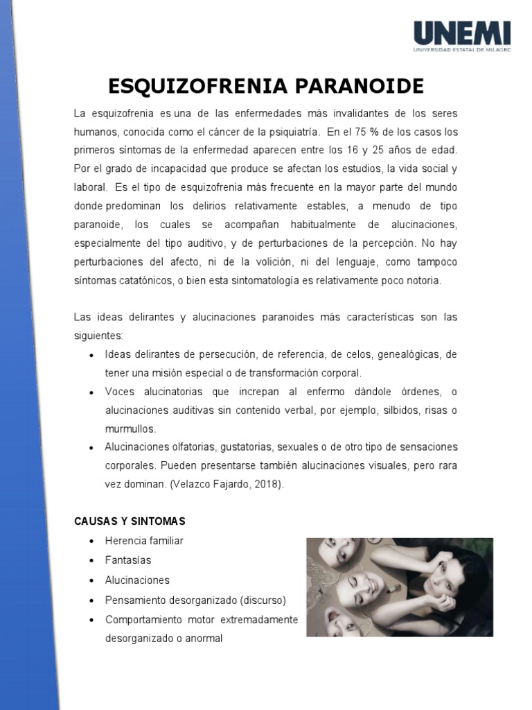 Esquizofrenia Paranoide Hosp Lunes Clinica | PDF | Esquizofrenia ...