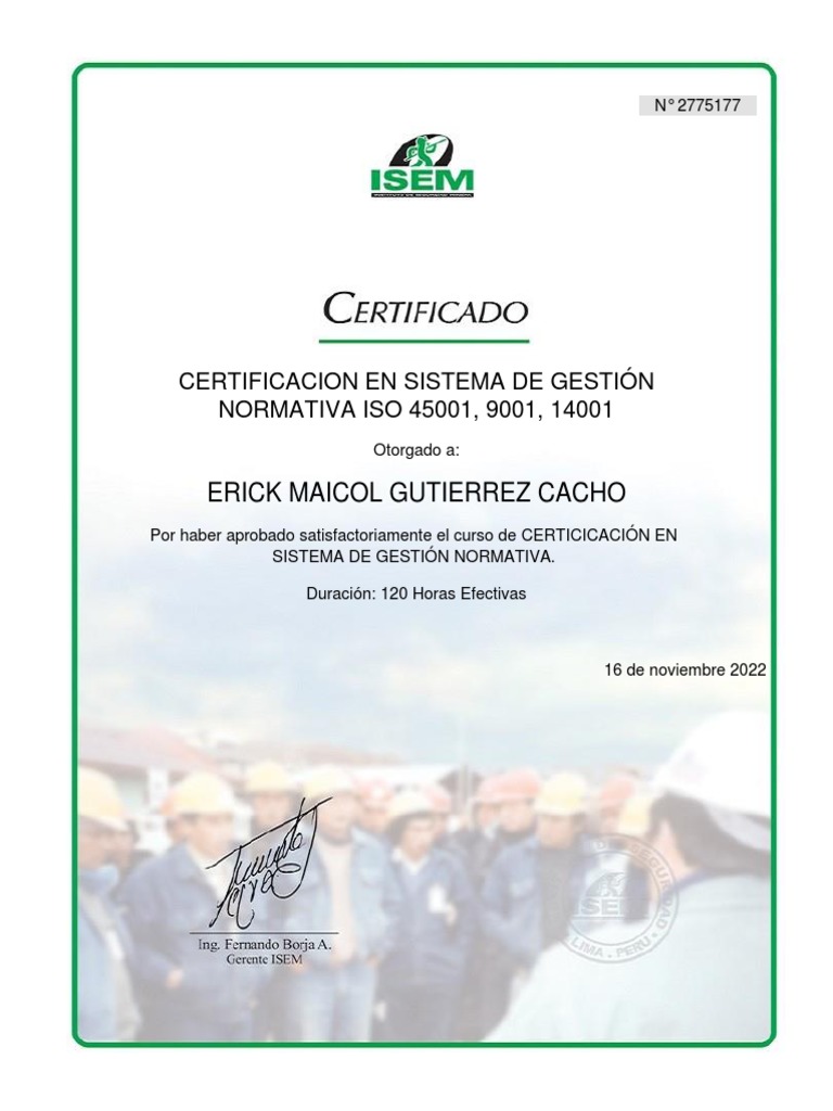 Certificadode Isem | PDF