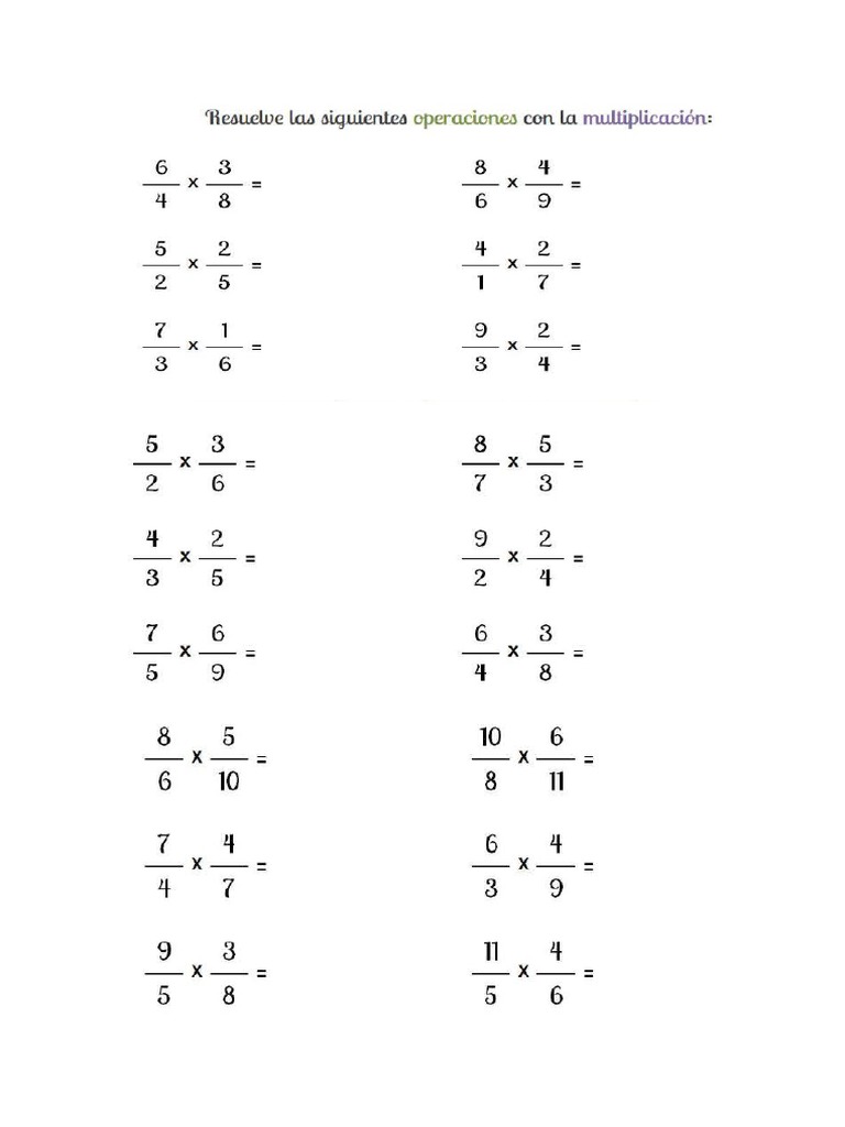 Fracciones Multiplicación | PDF