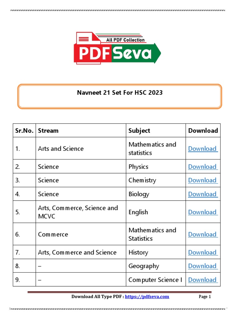 Navneet 21 Set For HSC 2023 | PDF | Science | Mathematics