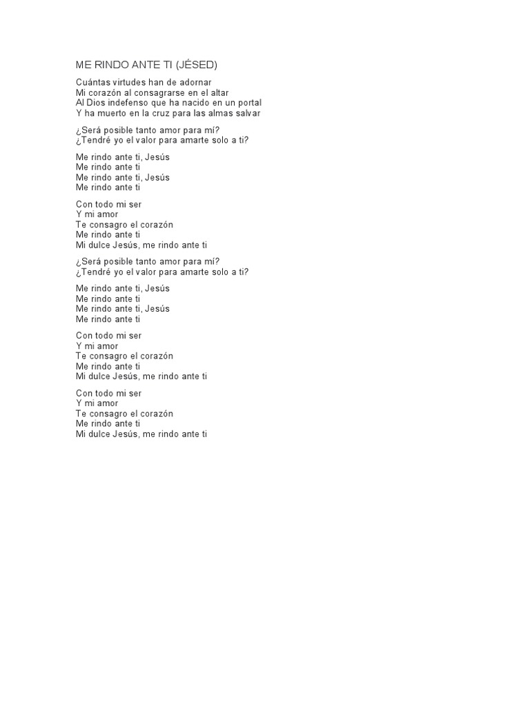 LETRA Me rindo ante ti JÉSED.docx | PDF
